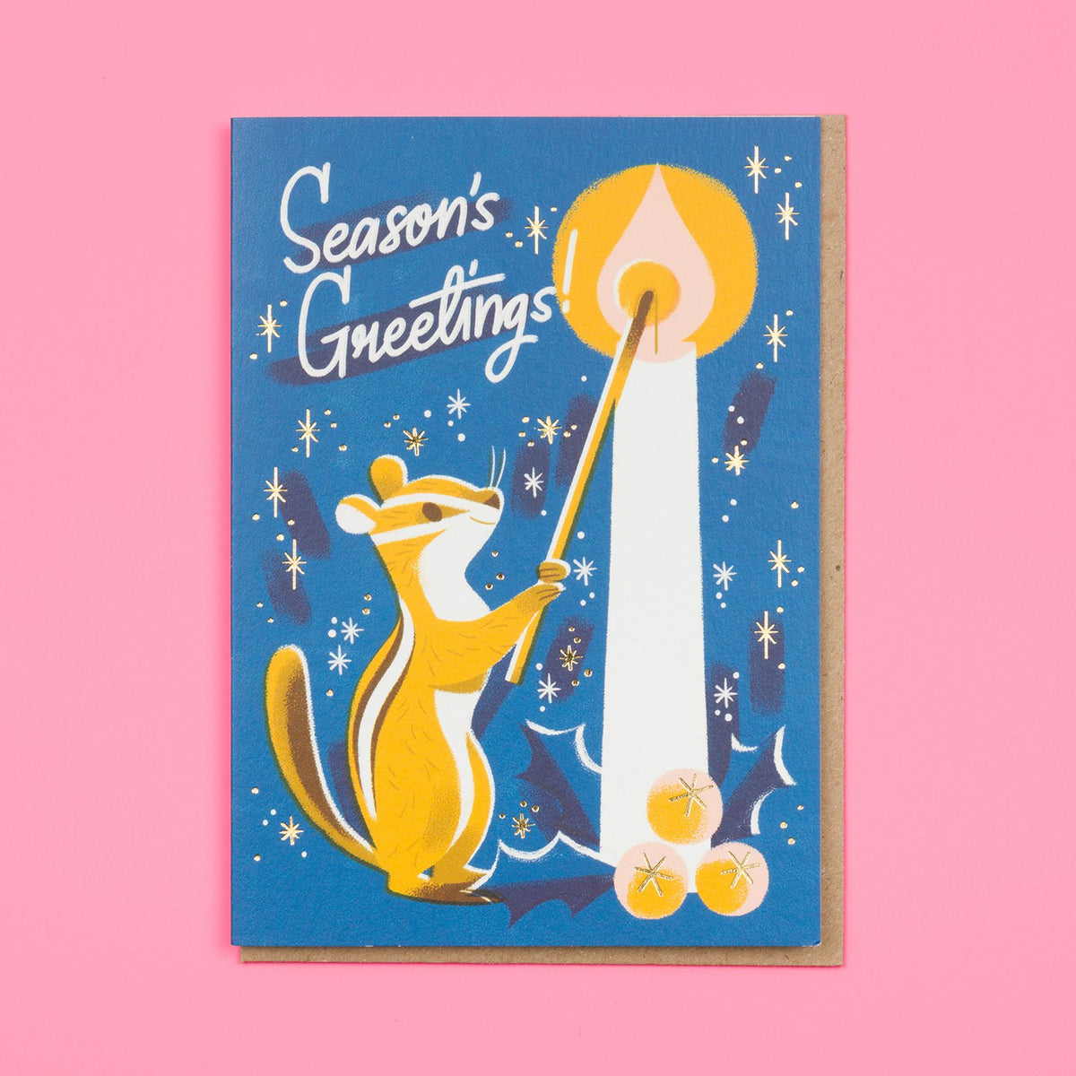 Seasons Greetings Chipmunk Card | Chipmunk Christmas Card – Dollydagger